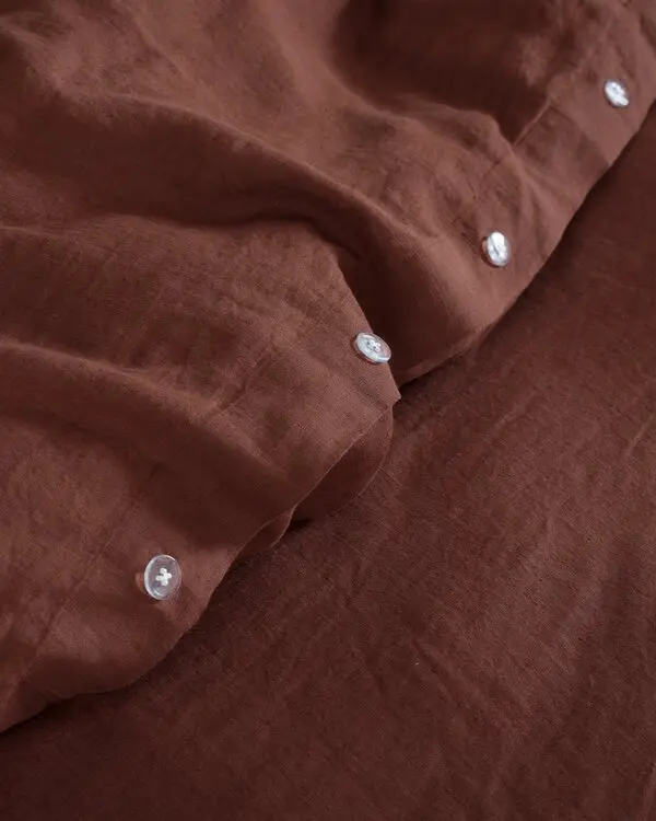 Quince European Linen Duvet Cover Set - Bordeaux