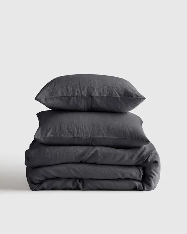 Quince European Linen Duvet Cover Set - Charcoal