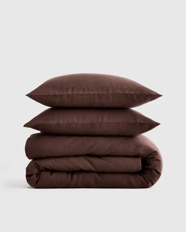 Quince European Linen Duvet Cover Set - Espresso