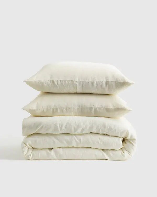 Quince European Linen Duvet Cover Set - Ivory
