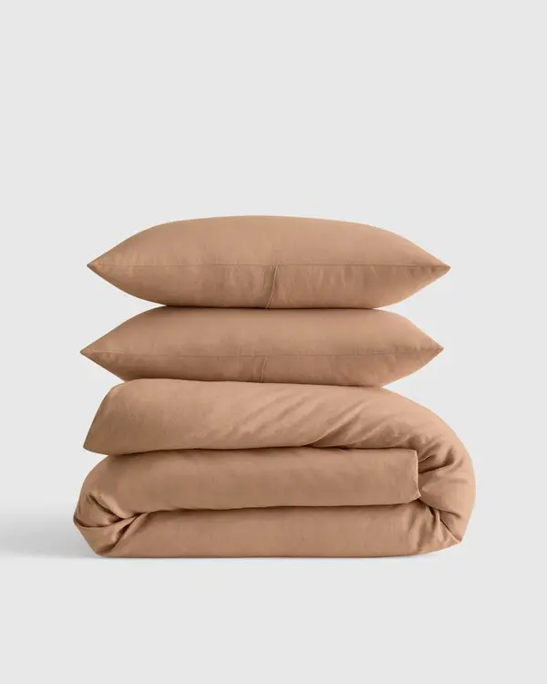 Quince European Linen Duvet Cover Set - Latte