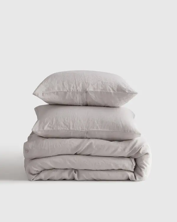 Quince European Linen Duvet Cover Set - Light Grey
