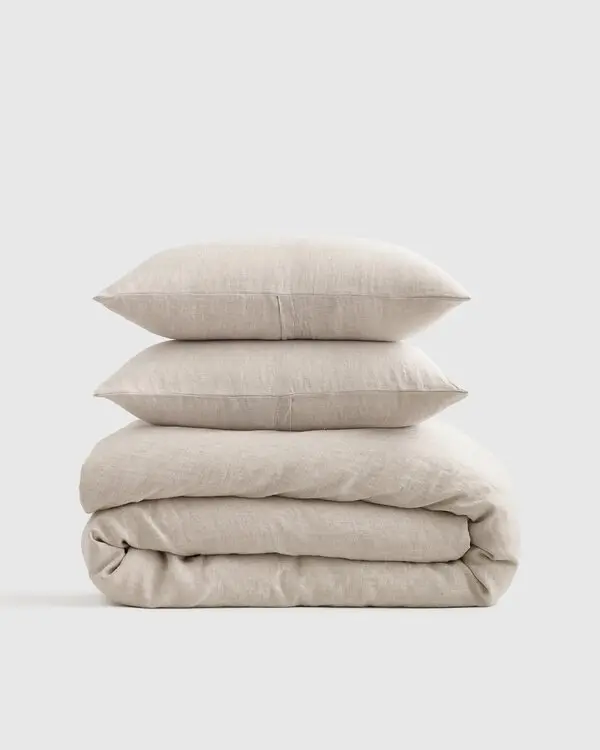 Quince European Linen Duvet Cover Set - Natural Chambray