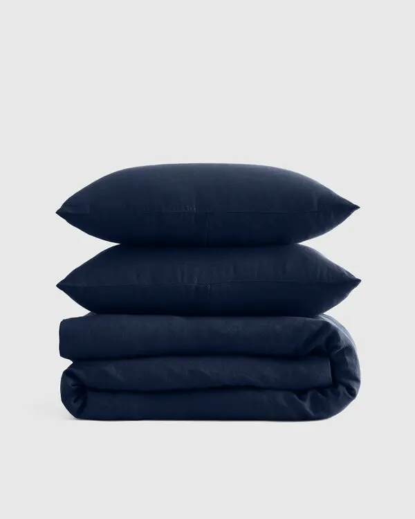 Quince European Linen Duvet Cover Set - Navy