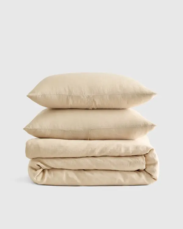 Quince European Linen Duvet Cover Set - Oat