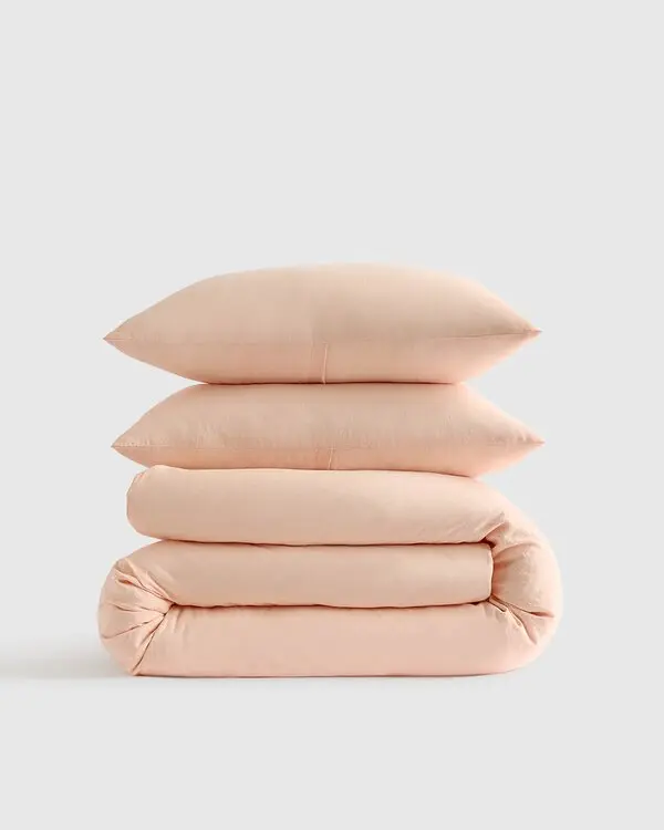 Quince European Linen Duvet Cover Set - Peach