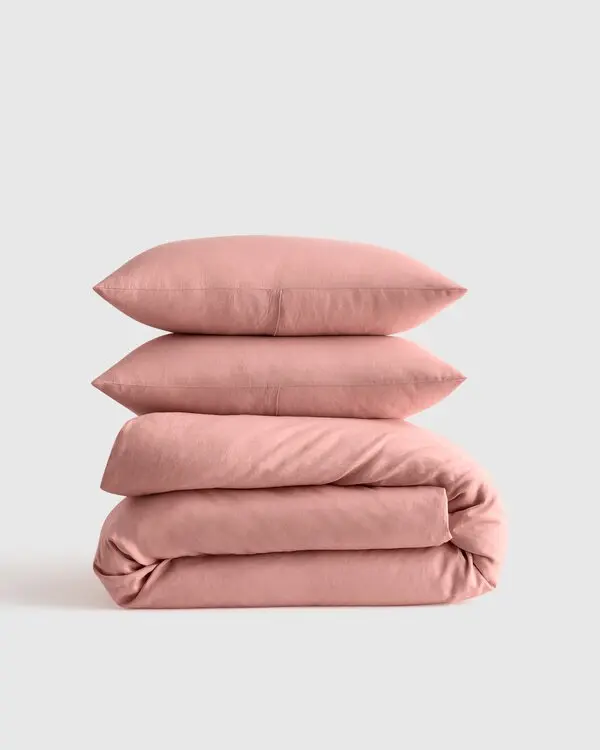 Quince European Linen Duvet Cover Set - Rose