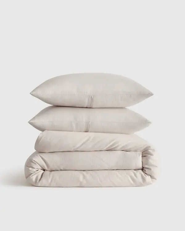 Quince European Linen Duvet Cover Set - Sand