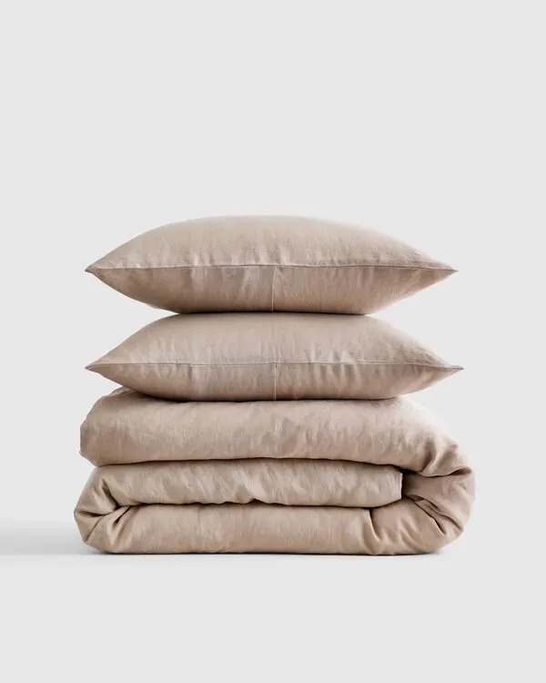 Quince European Linen Duvet Cover Set - Toffee