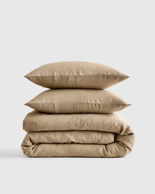 Quince European Linen Duvet Cover Set - Toffee