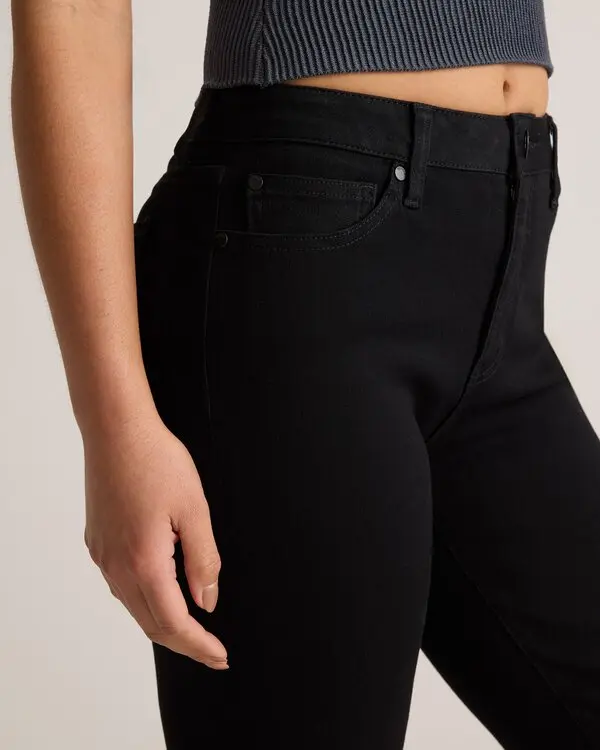 Quince Stretch Kick Flare Jeans - Black