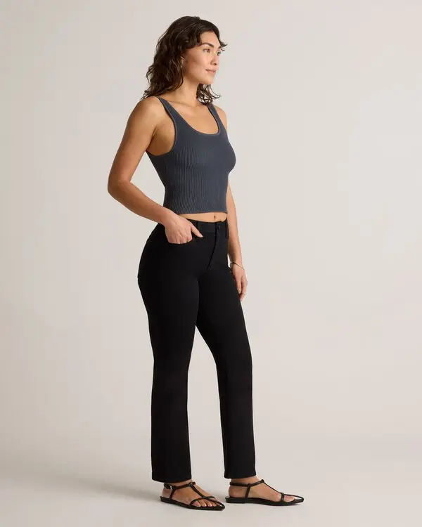 Quince Stretch Kick Flare Jeans - Black