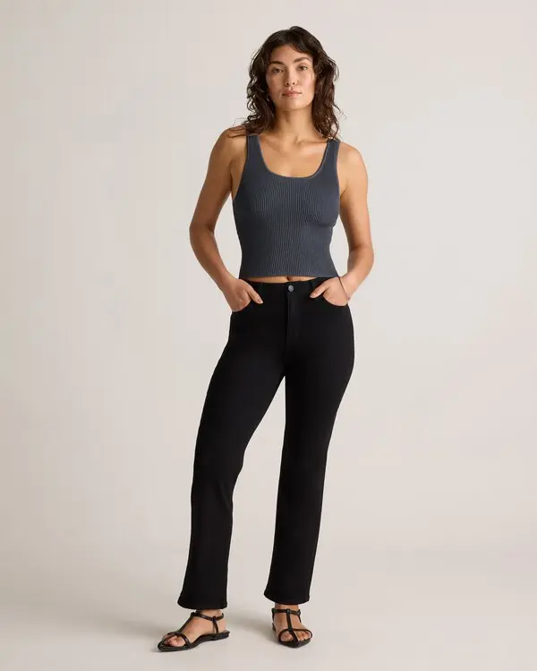 Quince Bella Stretch Kick Flare Jeans - Black