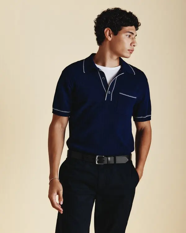 Quince Reversible Quilted Pullover - Navy/ivory