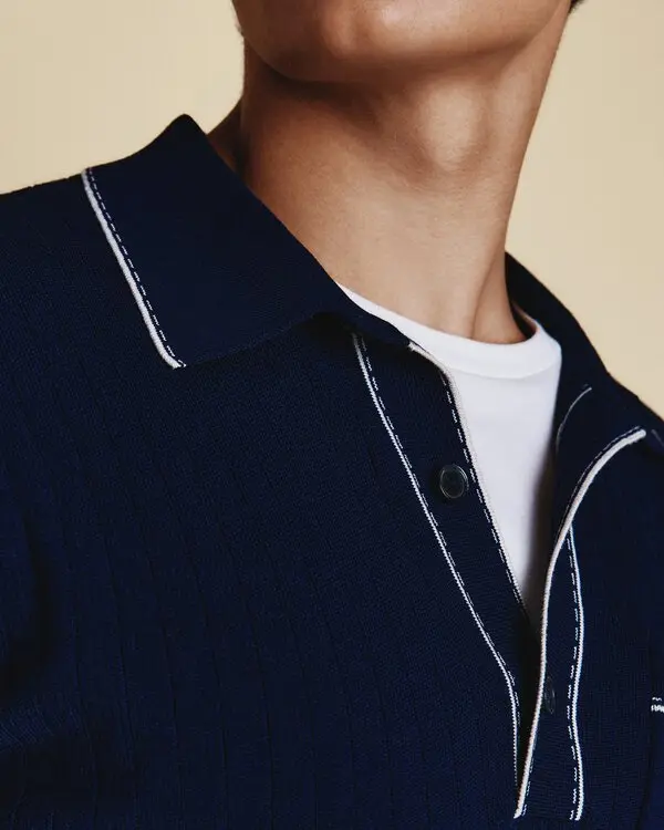 Quince Reversible Quilted Pullover - Navy/ivory