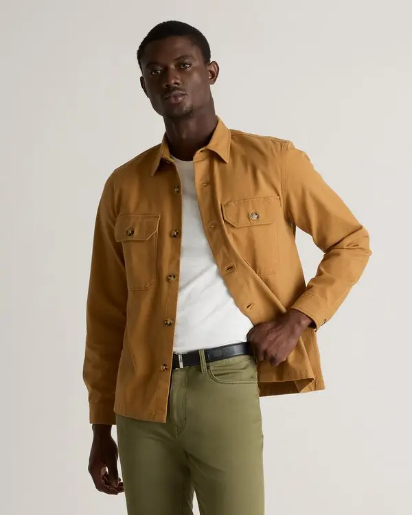 Quince Double-brushed Stretch Overshirt - Camel