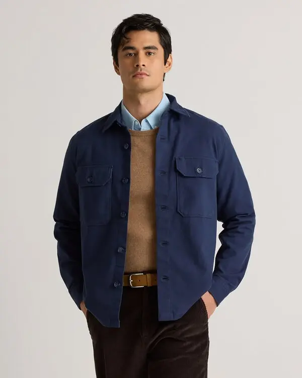 Quince Double-brushed Stretch Overshirt - Navy