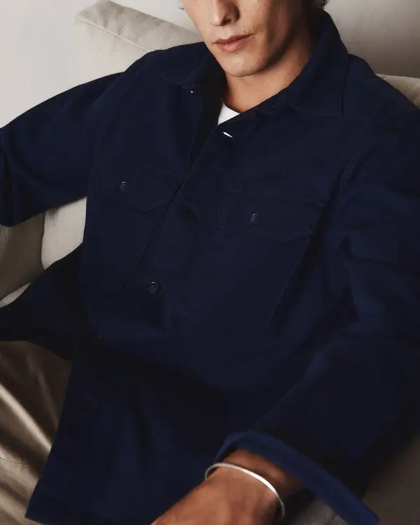 Quince Double-brushed Stretch Overshirt - Navy