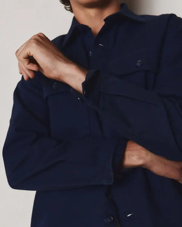 Quince Double-brushed Stretch Overshirt - Navy