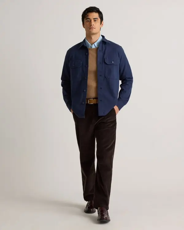 Quince Double-brushed Stretch Overshirt - Navy