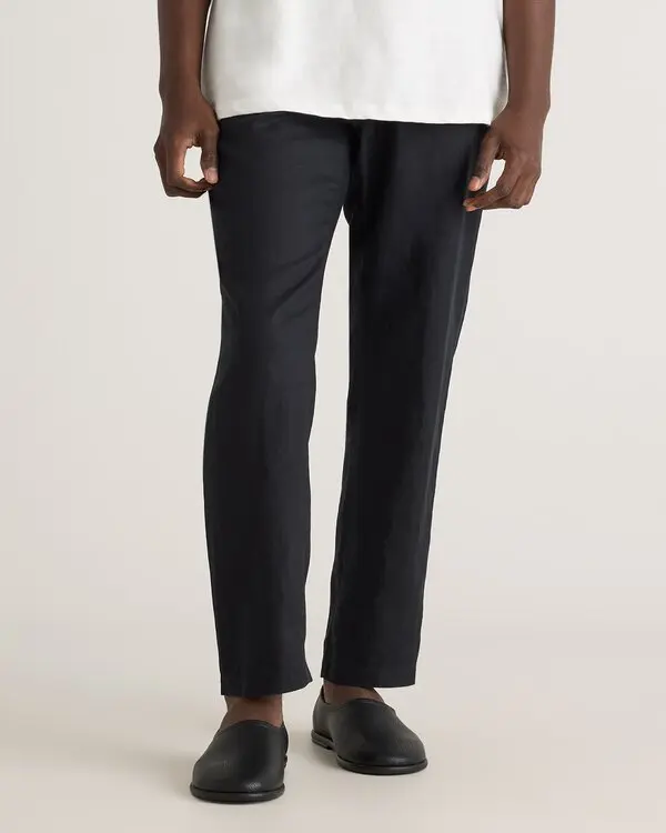 Quince European Linen Drawstring Beach Pants - Black