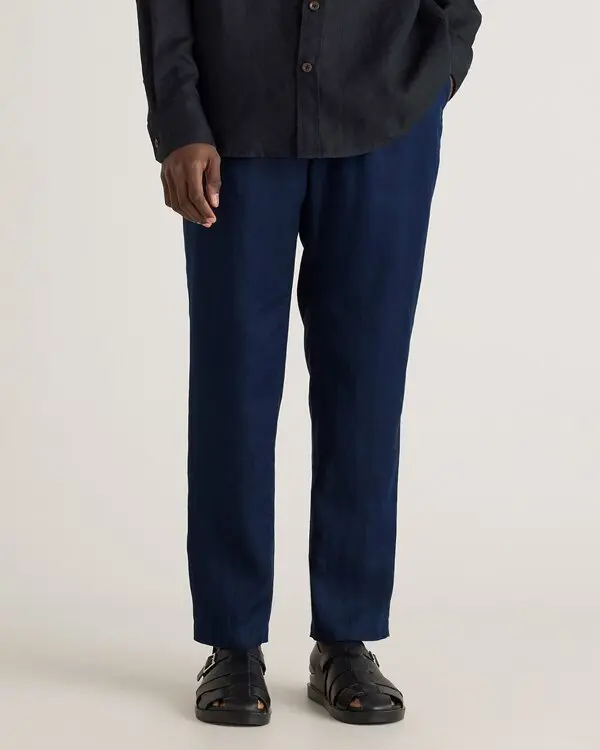 Quince European Linen Drawstring Beach Pants - Deep Navy