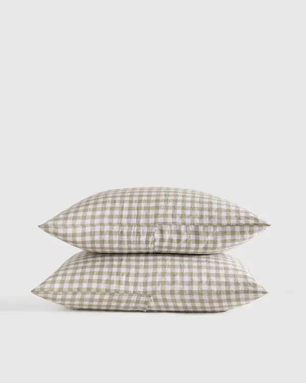Quince European Linen Gingham Sham Set - Willowleaf