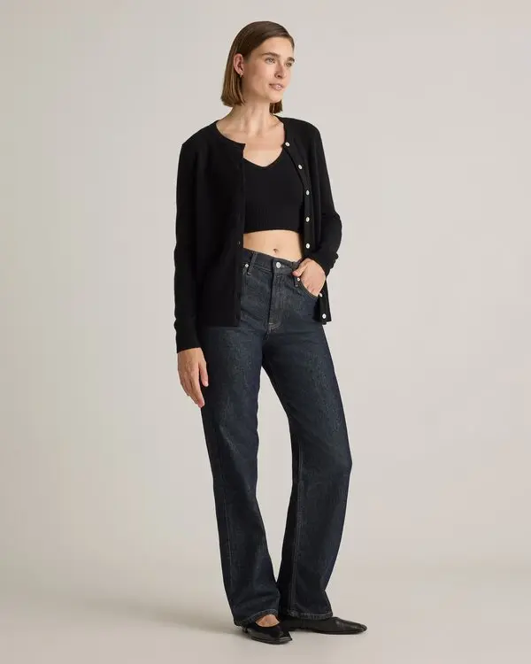 Quince Cashmere Cardigan Sweater - Black