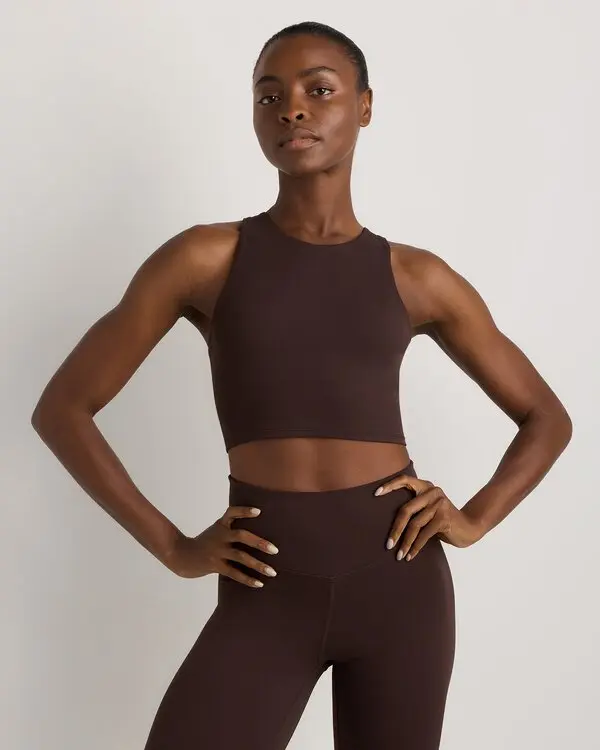 Quince Ultra-form High-neck Cropped Tank Top - Espresso