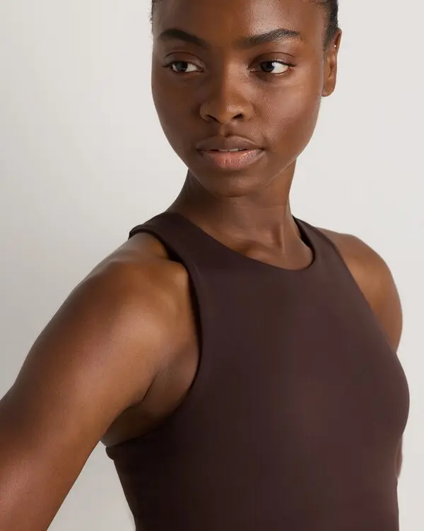 Quince Ultra-form High-neck Cropped Tank Top - Espresso