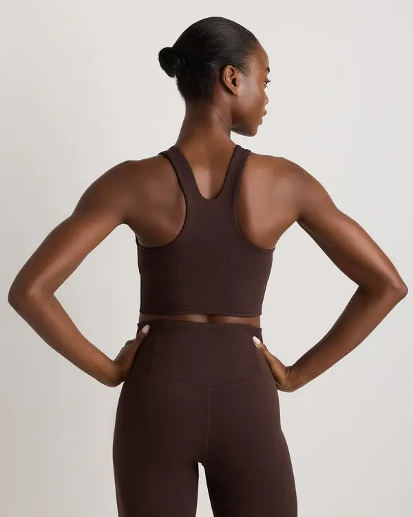 Quince Ultra-form High-neck Cropped Tank Top - Espresso