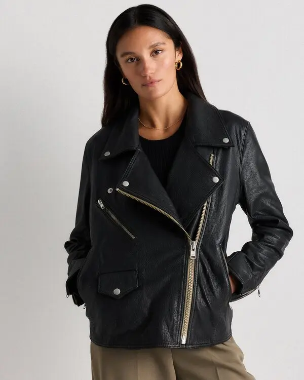 Quince Oversized Biker Jacket - True Black