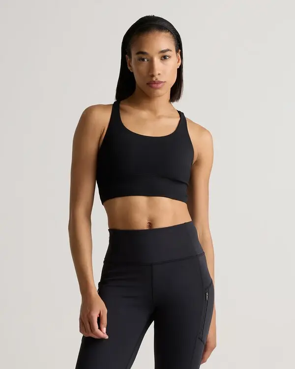 Quince Power-up Long Line Strappy Sports Bra - Black