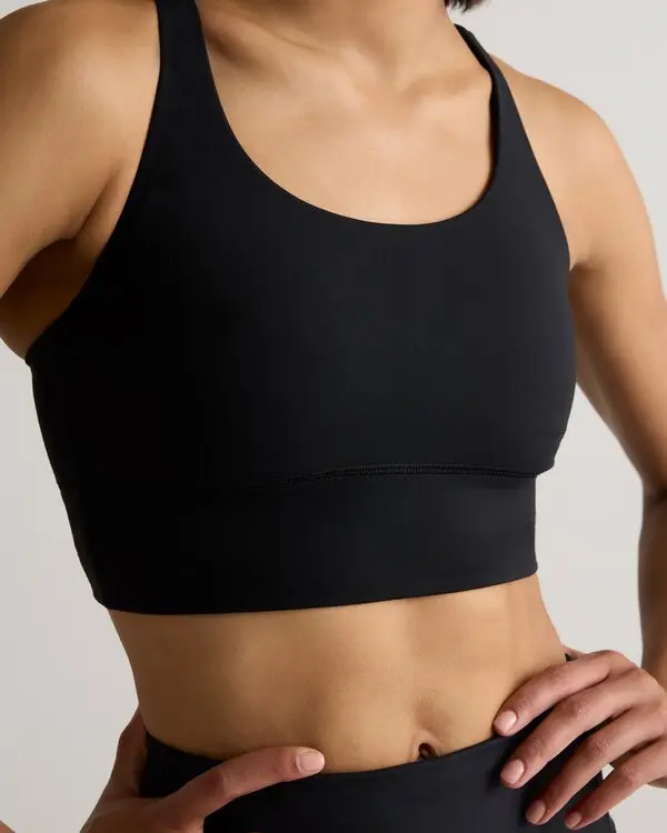 Quince Power-up Long Line Strappy Sports Bra - Black