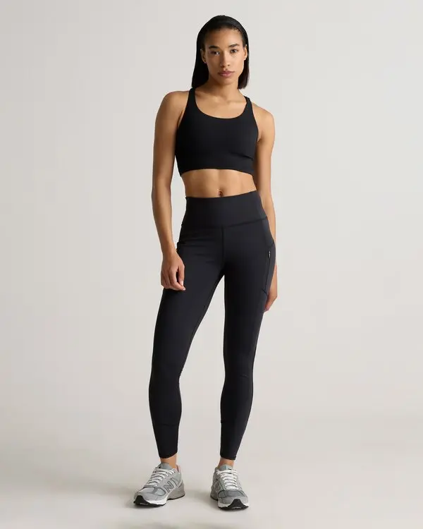 Quince Power-up Long Line Strappy Sports Bra - Black