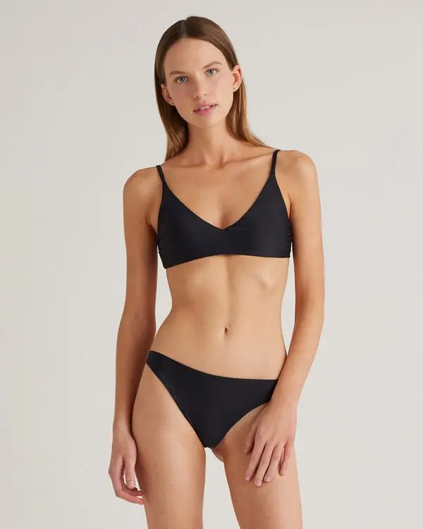 Quince Italian V-neck Bikini Top - Black