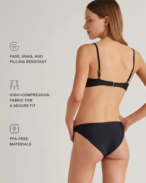 Quince Italian V-neck Bikini Top - Black