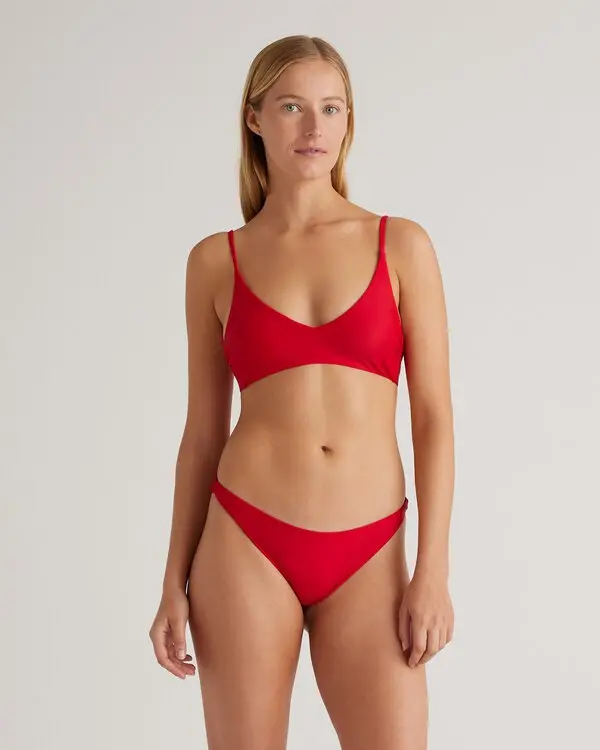 Quince Italian V-neck Bikini Top - Cherry