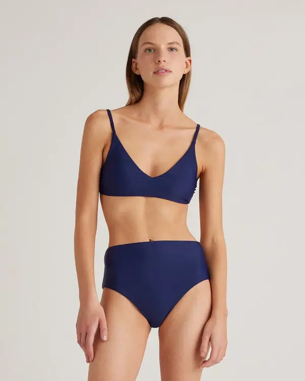Quince Italian V-neck Bikini Top - Deep Navy