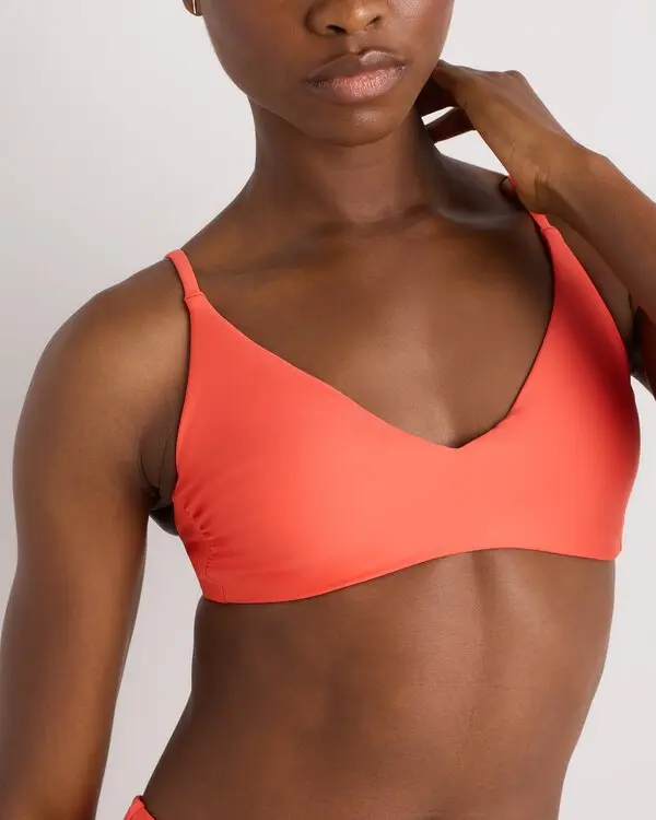 Quince Italian V-neck Bikini Top - Sunset Orange