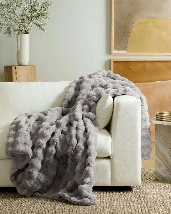 Quince Ruched Faux Fur Throw