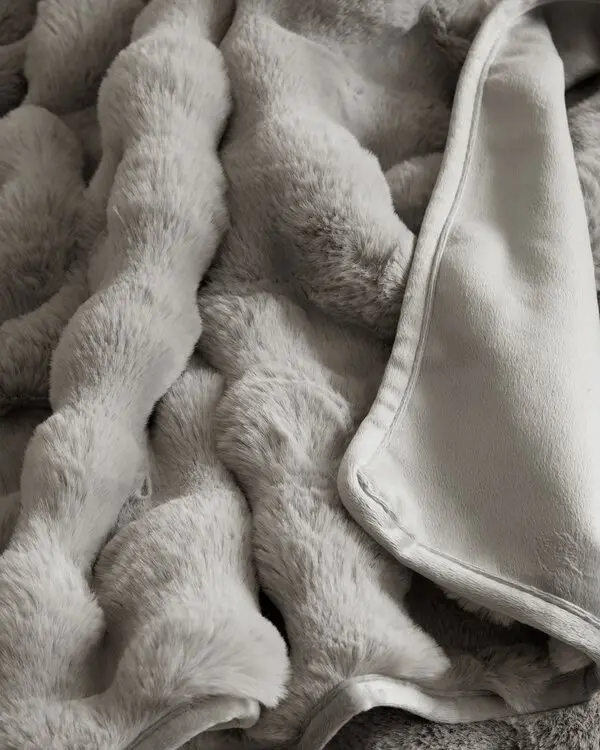 Quince Ruched Faux Fur Throw
