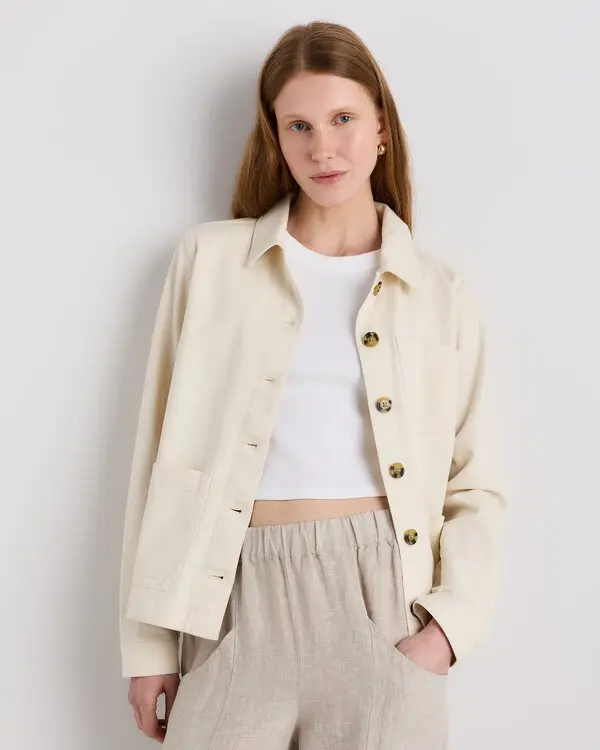 Quince Organic Comfort Stretch Chore Jacket - Vanilla