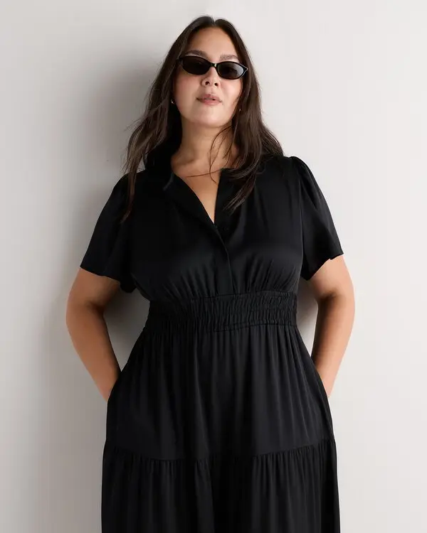 Quince Washable Silk Maxi Dress - Black