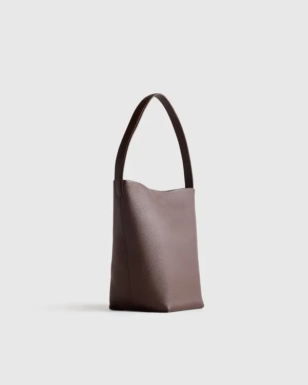 Quince Italian Leather Soft Bucket Shoulder Bag - Espresso Brown
