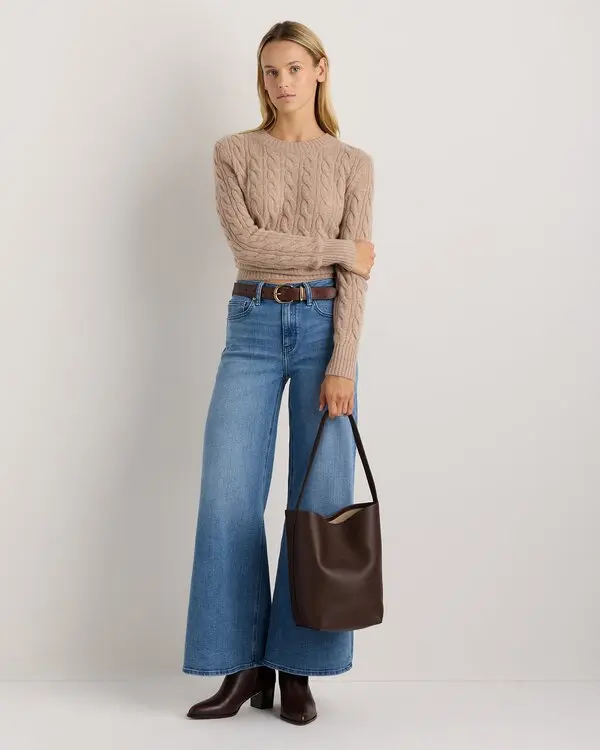 Quince Italian Leather Soft Bucket Shoulder Bag - Espresso Brown