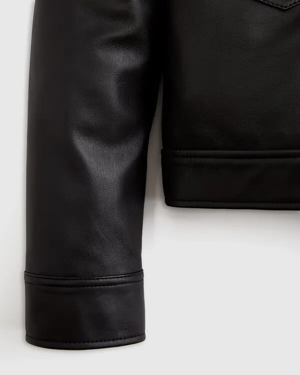 Quince Leather Cropped Jacket - Black