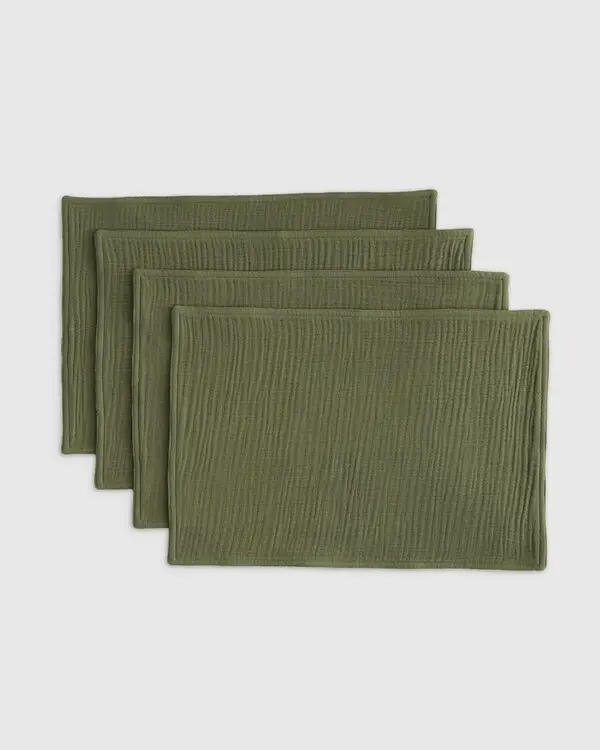 Quince Gauze Placemats, Set Of 4 - Olive