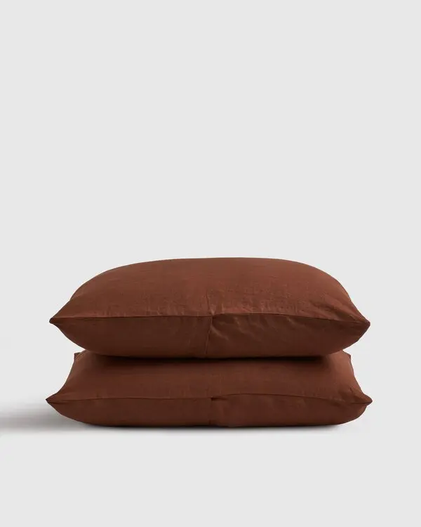 Quince European Linen Sham Set - Bordeaux