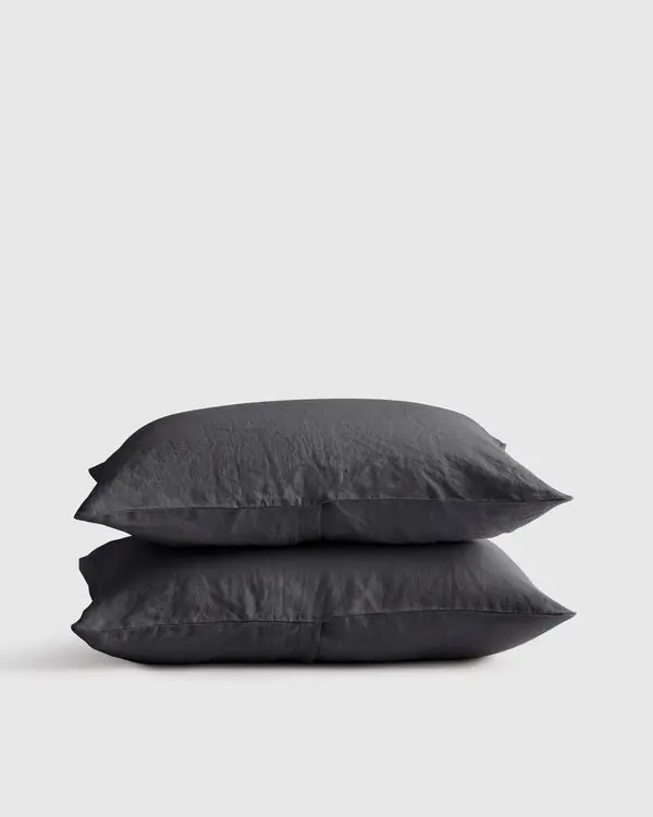 Quince European Linen Sham Set - Charcoal